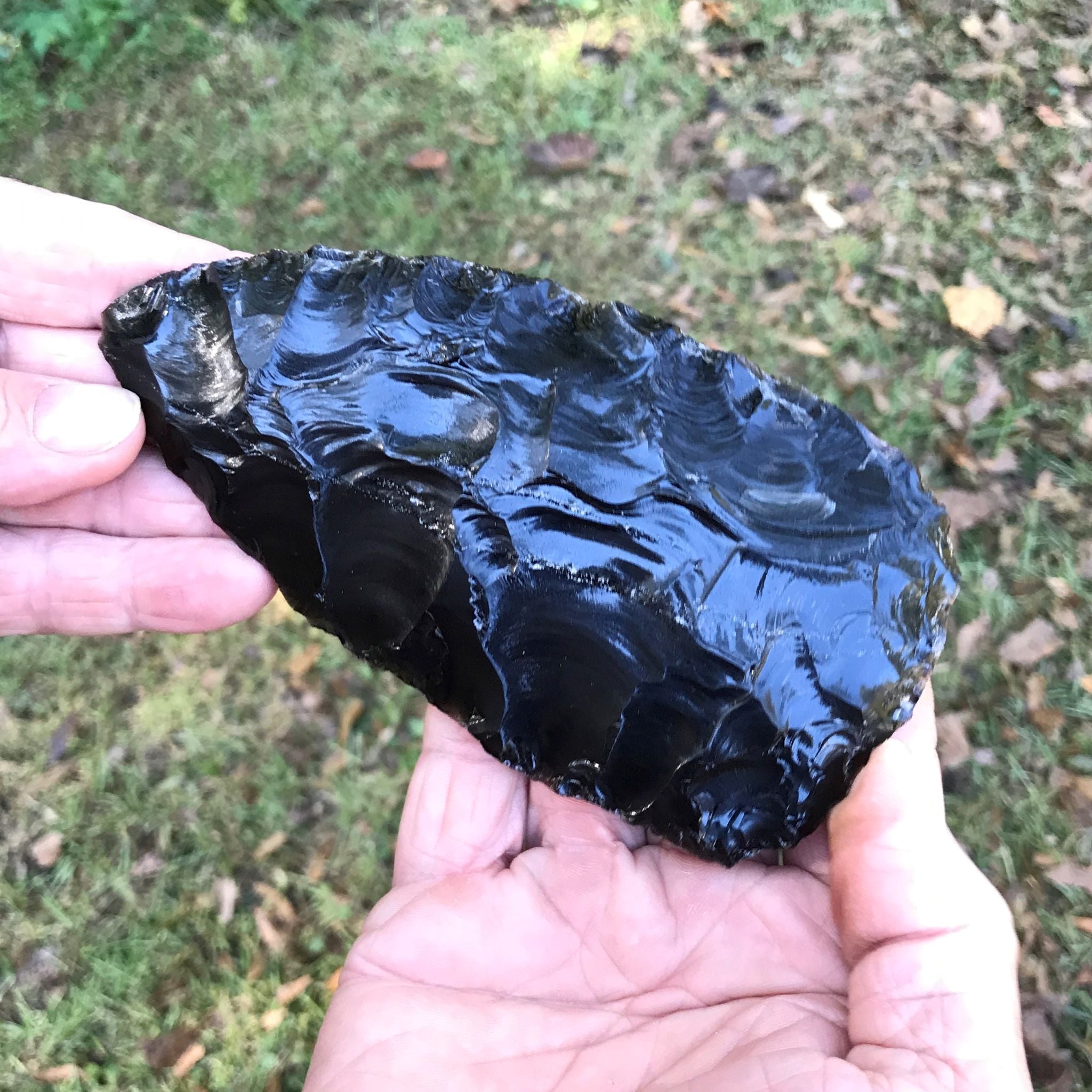 Black Obsidian Flintknapped Stone Axe, Tomahawk Blade, Dragon Glass ...